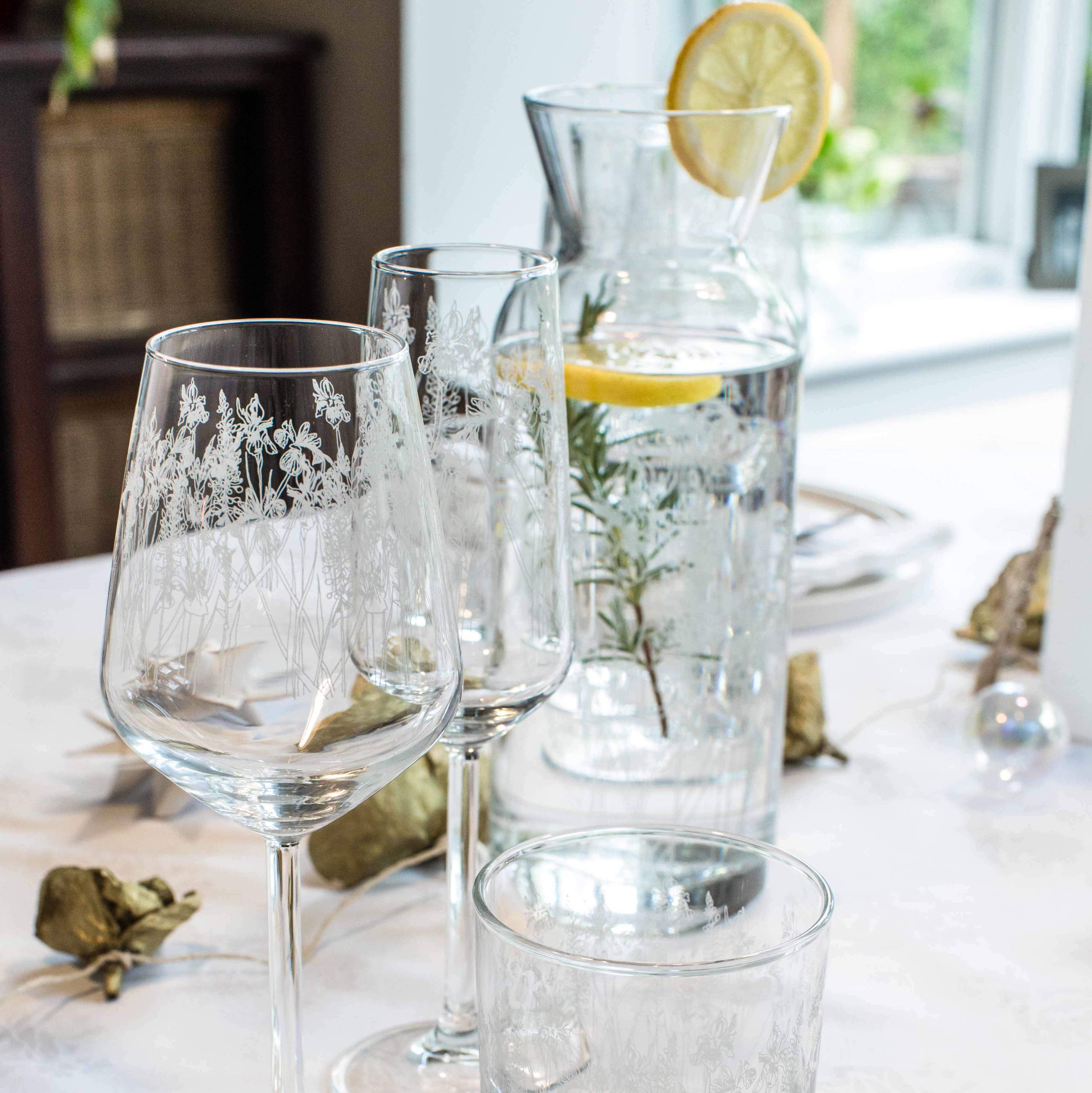 Floral Glass Drinks Carafe. Ft. an elegant floral etch design | Emma ...