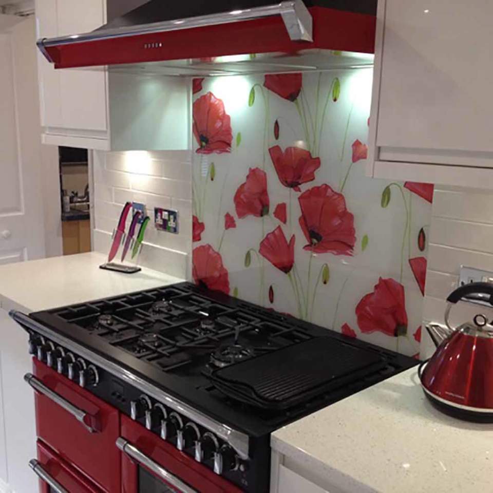 Poppy Splashback - Emma Britton Decorative Glass Designer Splashbacks ...