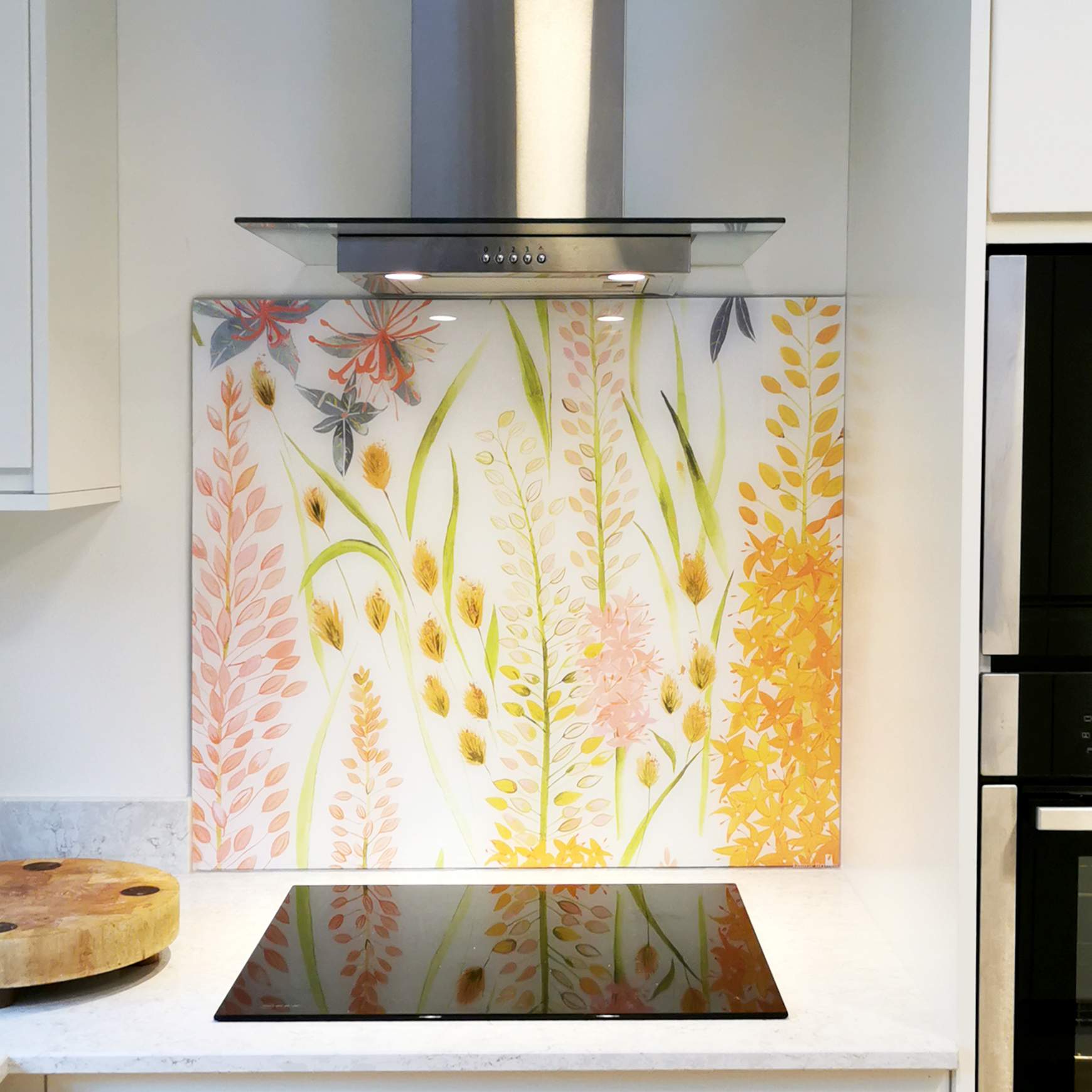 Bathroom Wall Panel - Rain Garden - Emma Britton Glass Splashbacks ...